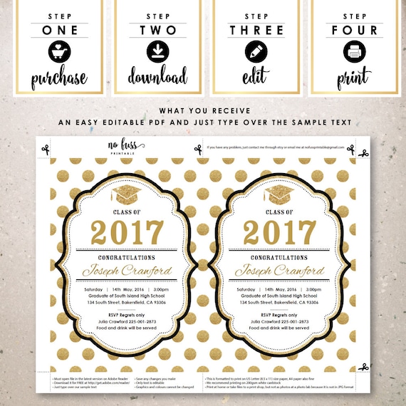 Gold 2016 Graduation Invitations Templates Invitation Card Graduation