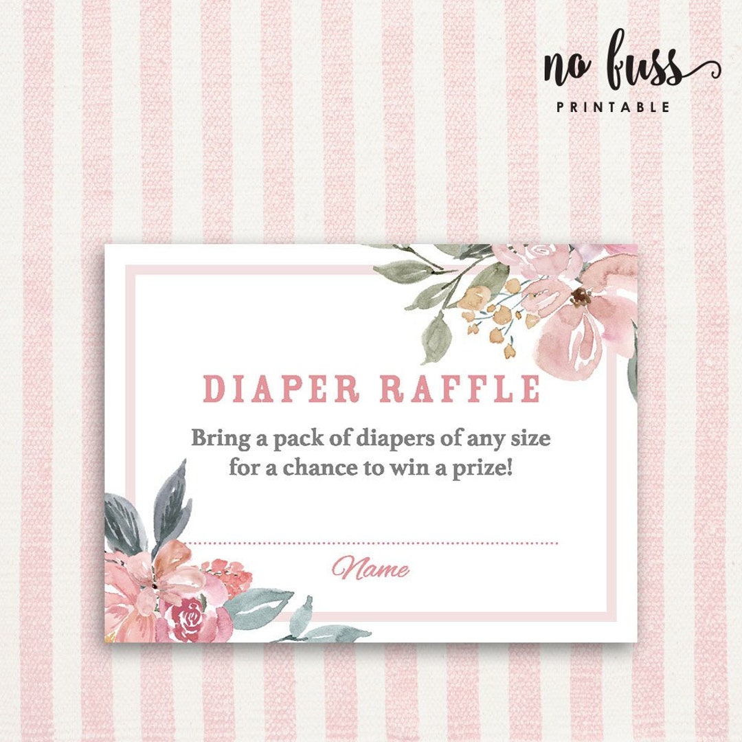 Flower Diaper Raffle Tickets | Diaper Game | Baby Diaper Shower Party ...