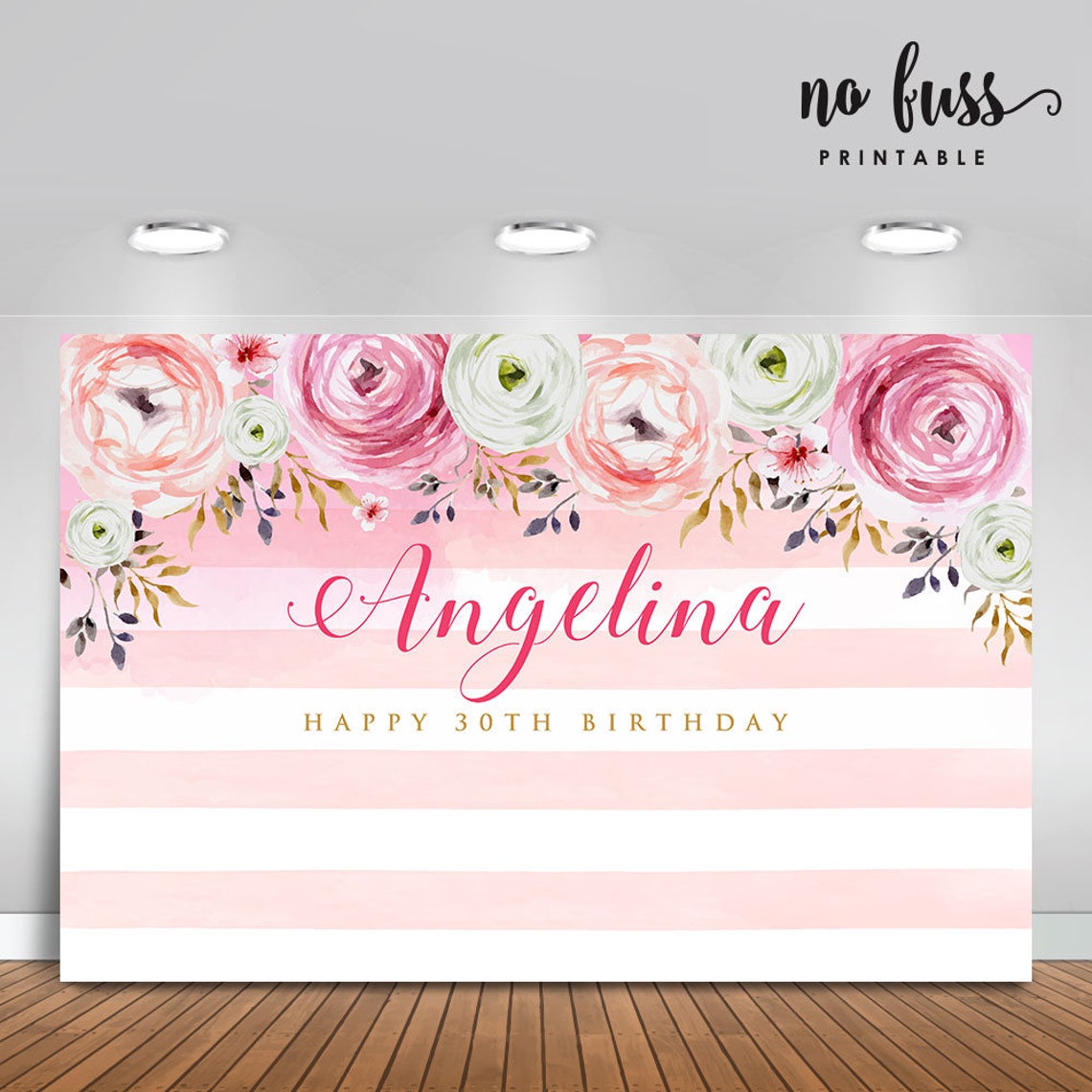 Floral Backdrop Girls Party Banner Poster Signage - Etsy