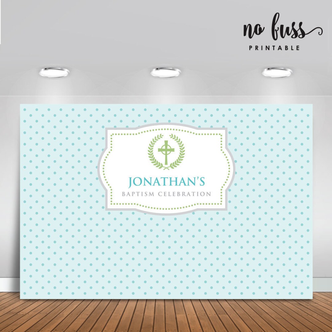Baby Boy Christening Backdrop | Baptism Celebration | Banner | Poster ...