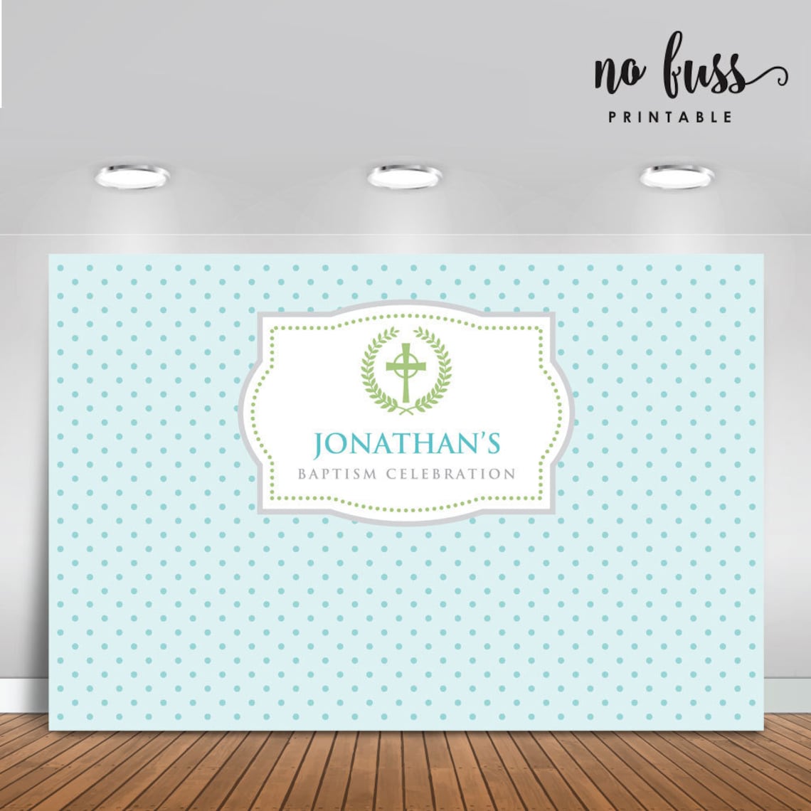 Baby Boy Christening Backdrop | Baptism Celebration | Banner | Poster ...