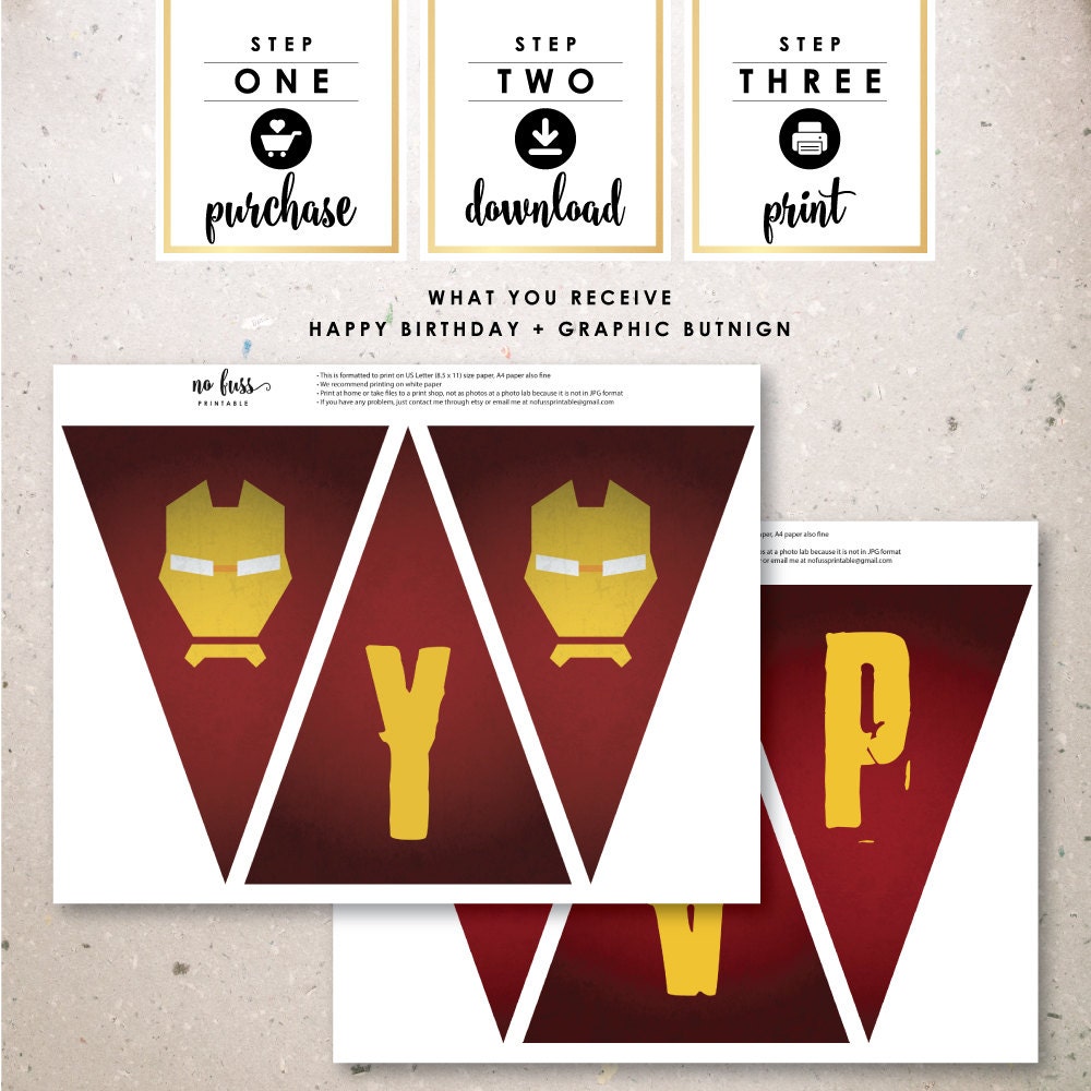 Iron Superhero Flag Bunting Flag Banner Decorations | Etsy