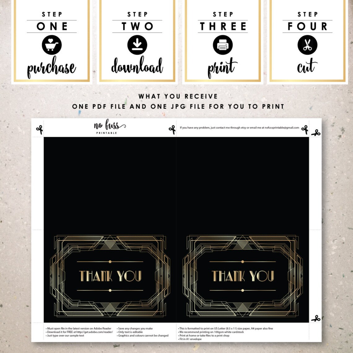 Great Gatsby Thank You Card Great Gatsby Thank You Note | Etsy