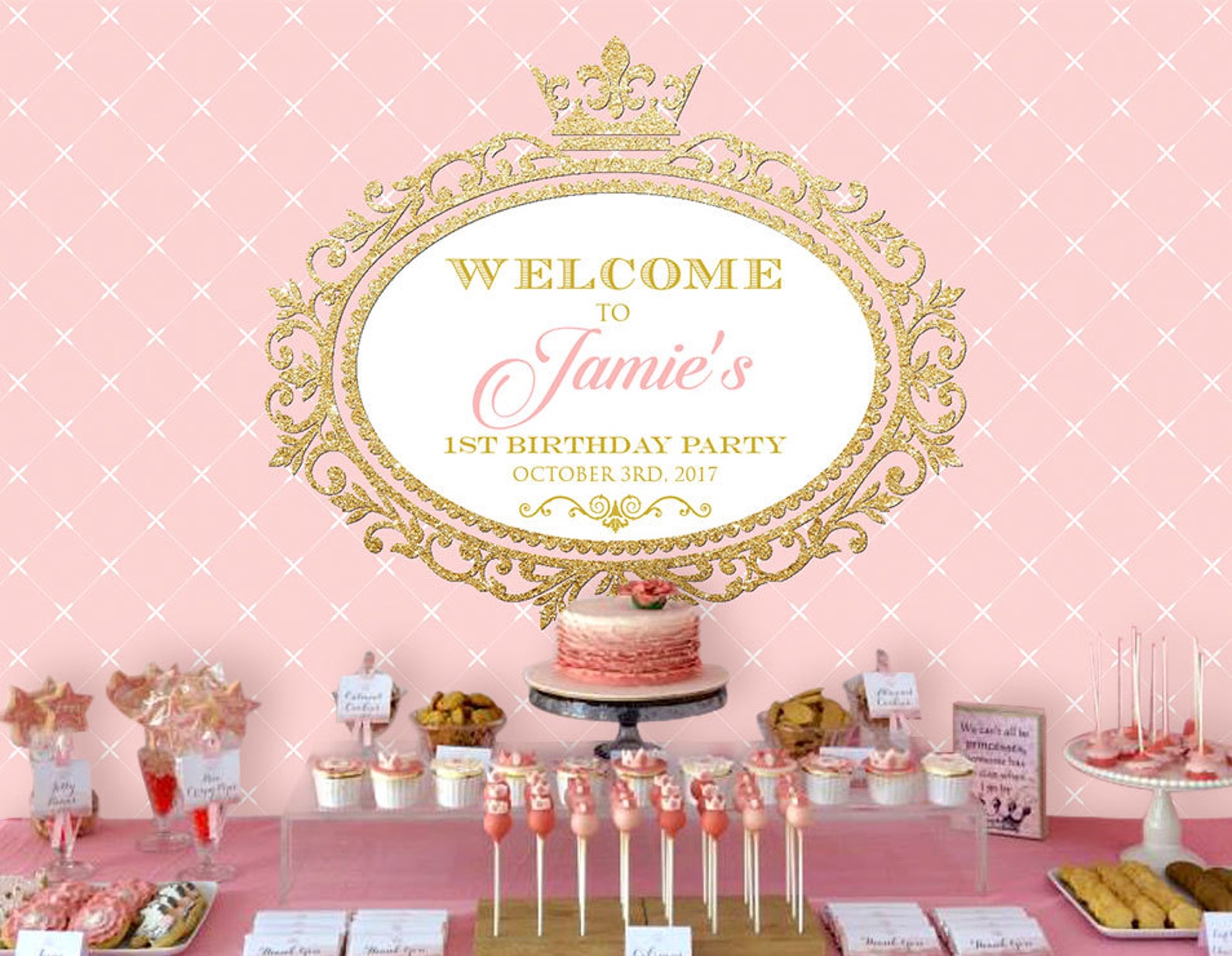 Crown Princess Backdrop | Girls Party Banner | Poster | Signage ...