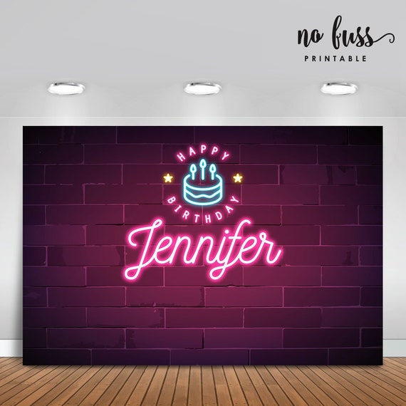 Neon Backdrop Party Banner Poster Signage Personalised - Etsy