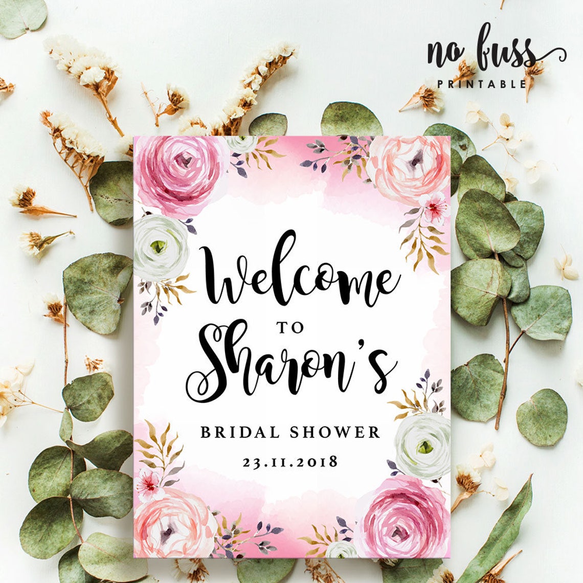 Printable Welcome Sign Watercolor Floral Party Welcome Sign | Etsy