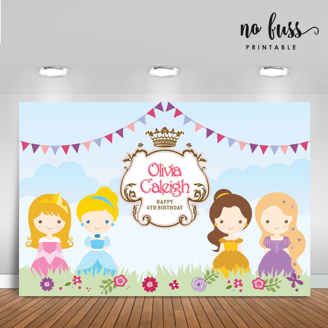 Princess Backdrop Girls Party Banner Poster Signage - Etsy