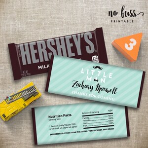 Little Man Package Invitation Bunting Chocolate Wrapper Cupcake Topper ...