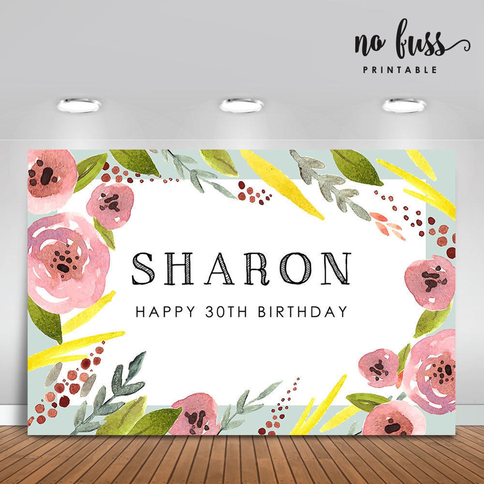 Watercolor Flower Backdrop Party Banner Poster Signage - Etsy