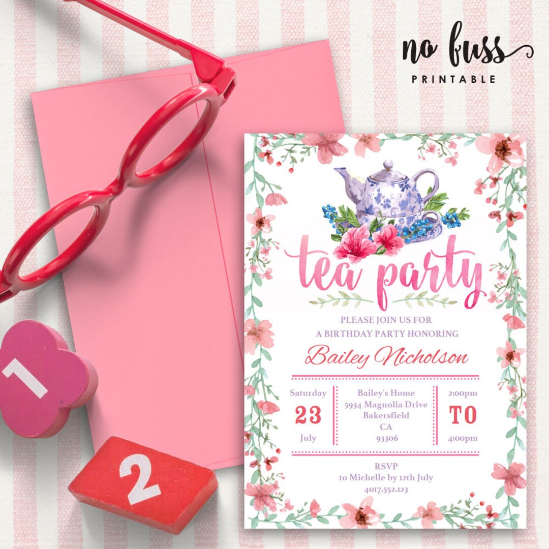 Tea Party Invitation | 5x7 | Editable PDF File | Instant Download ...