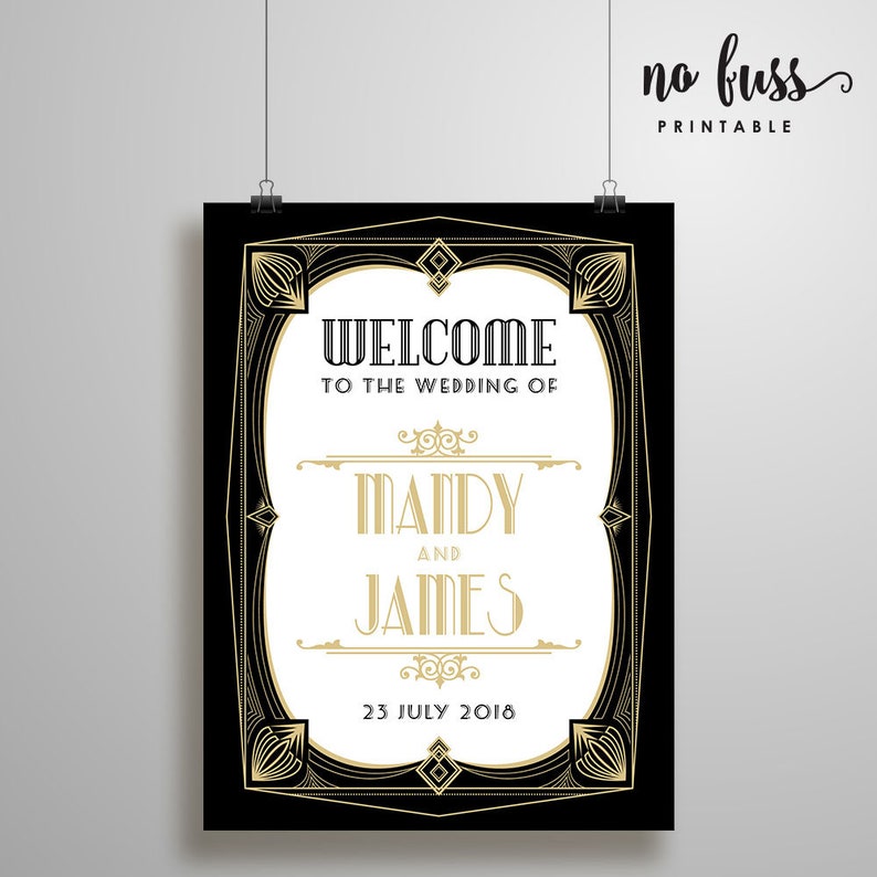 Printable Welcome Sign Great Gatsby Party Welcome Sign - Etsy