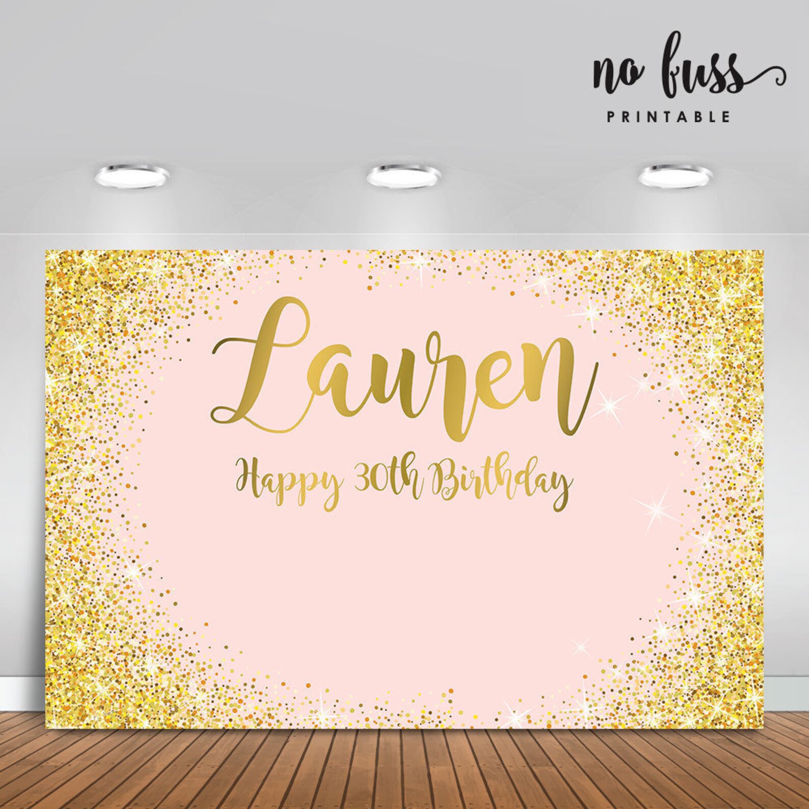 Pink and Gold Glitter Stars Backdrop Printable Digital - Etsy