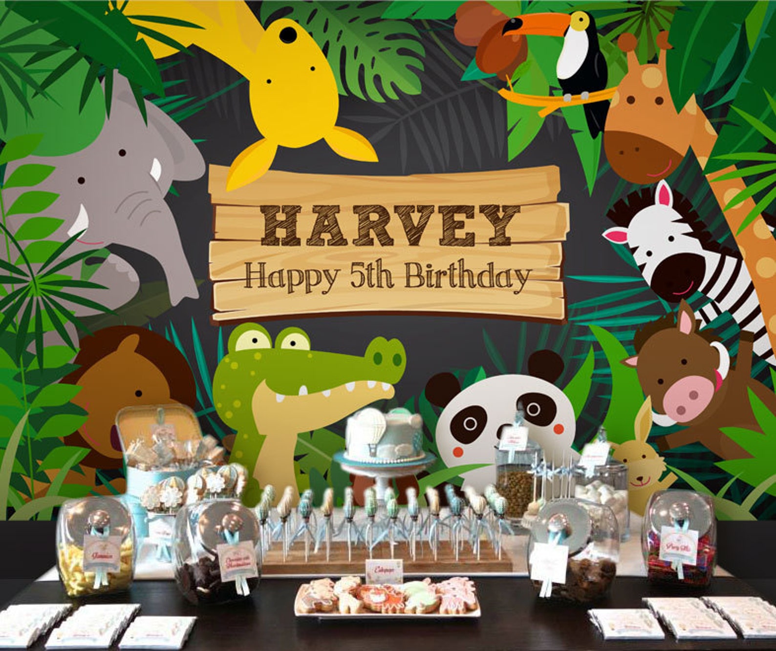 Jungle Backdrop Party Banner Poster Signage - Etsy