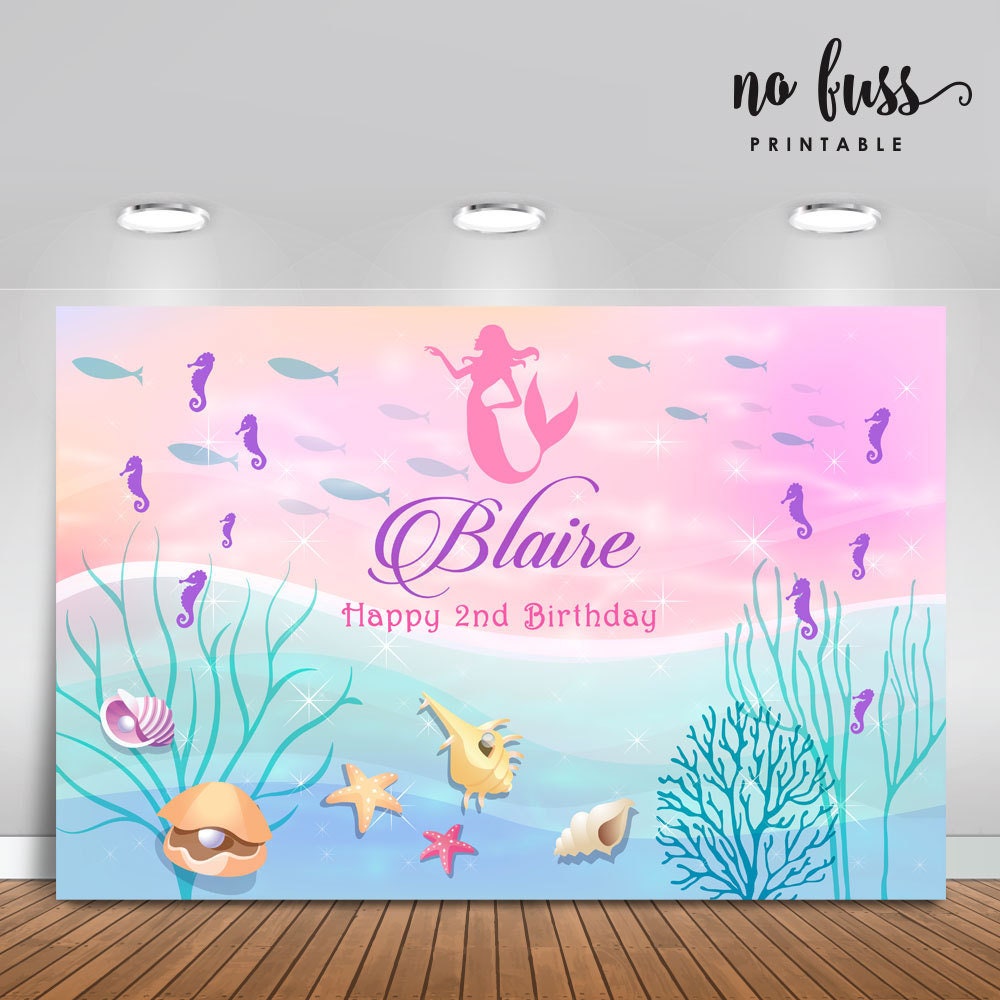 Mermaid Backdrop Banner Poster Signage Personalised | Etsy