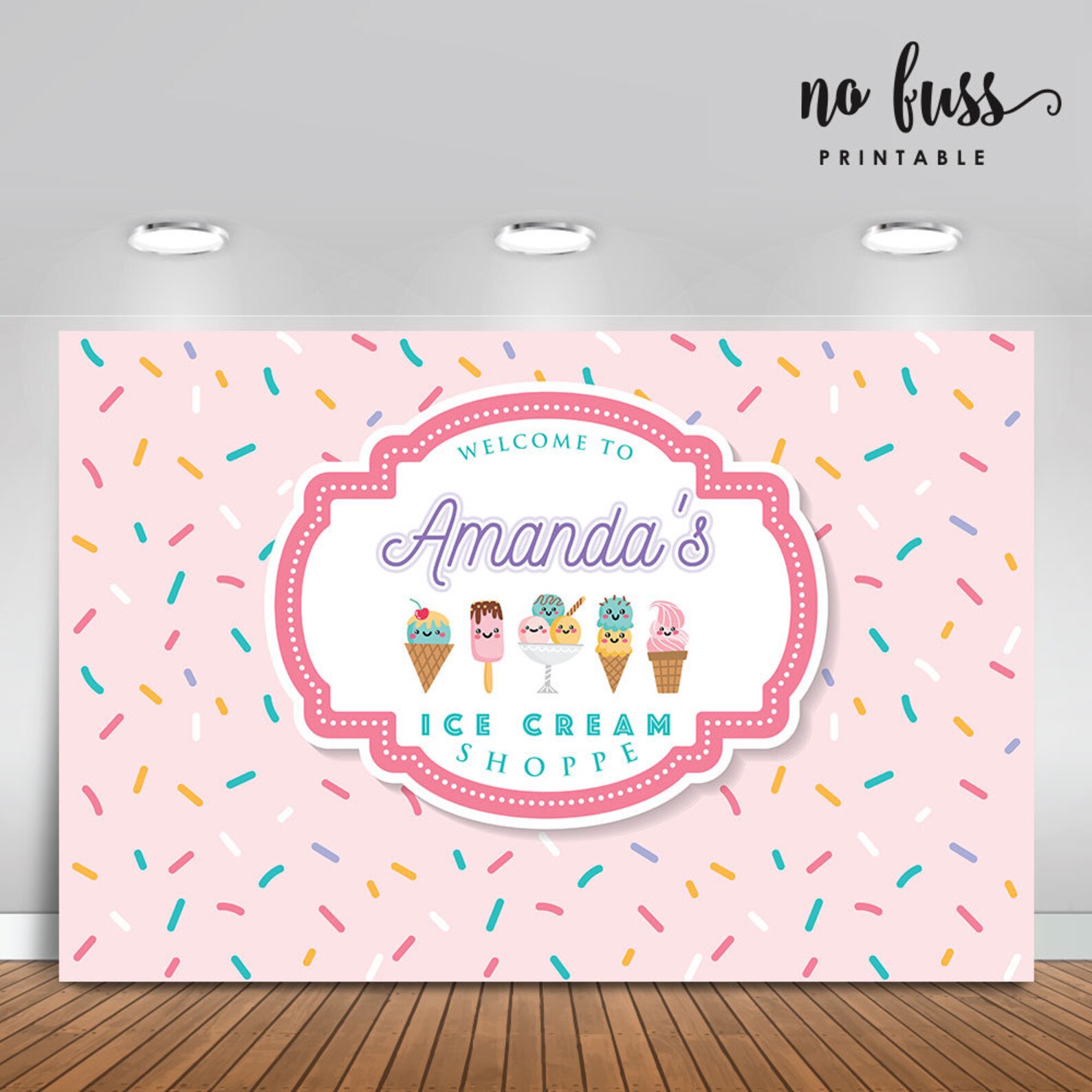 Ice Cream Shoppe Backdrop Party Banner Poster Signage - Etsy