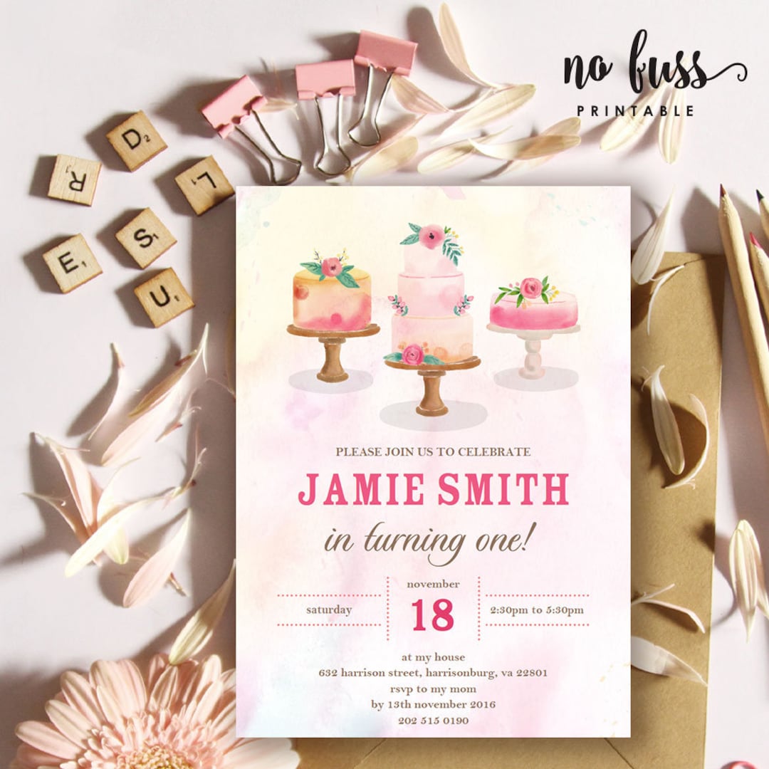 Cake Invitation | 5x7 | Editable PDF File | Instant Download ...