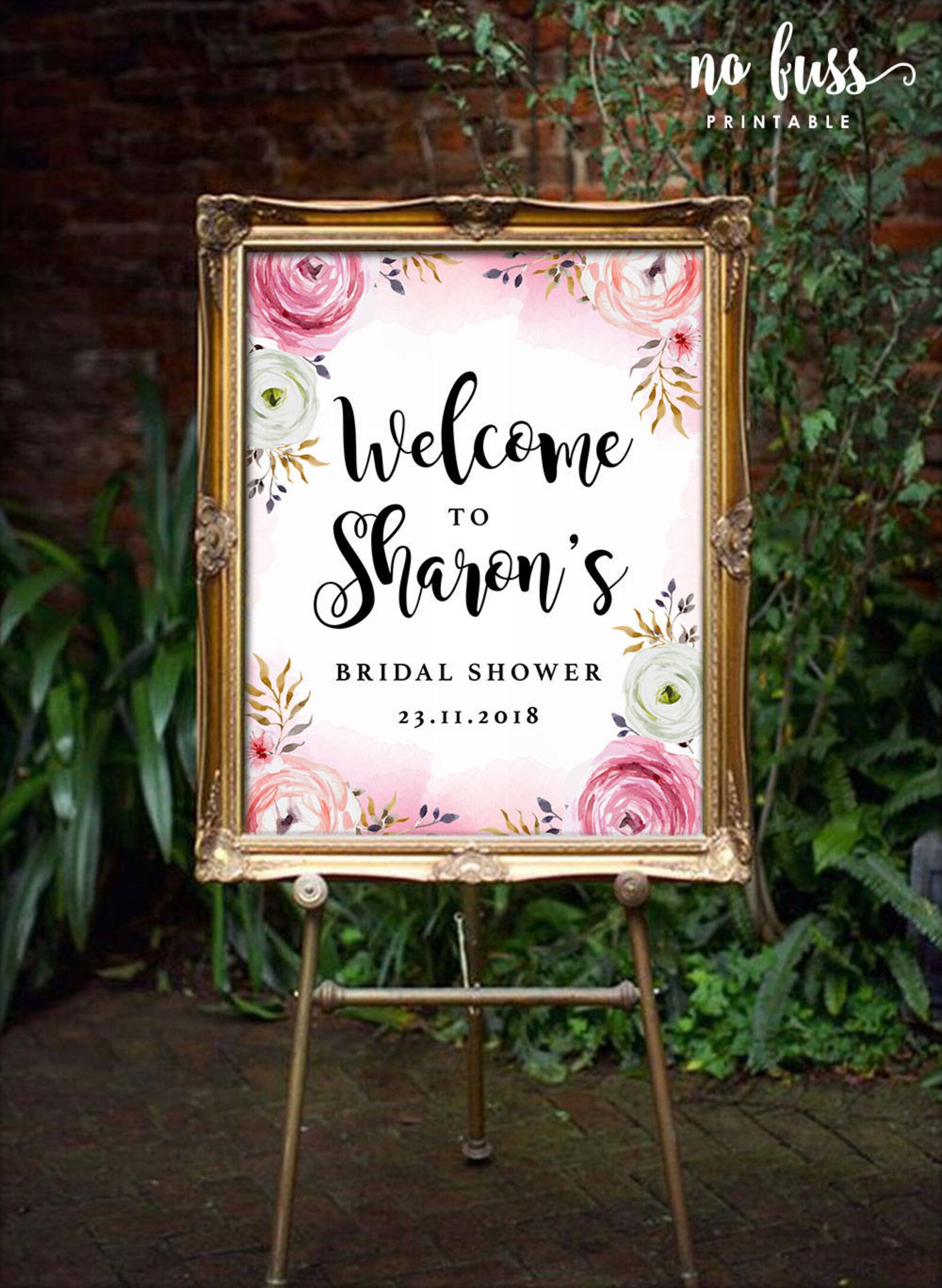 Printable Welcome Sign Watercolor Floral Party Welcome Sign | Etsy