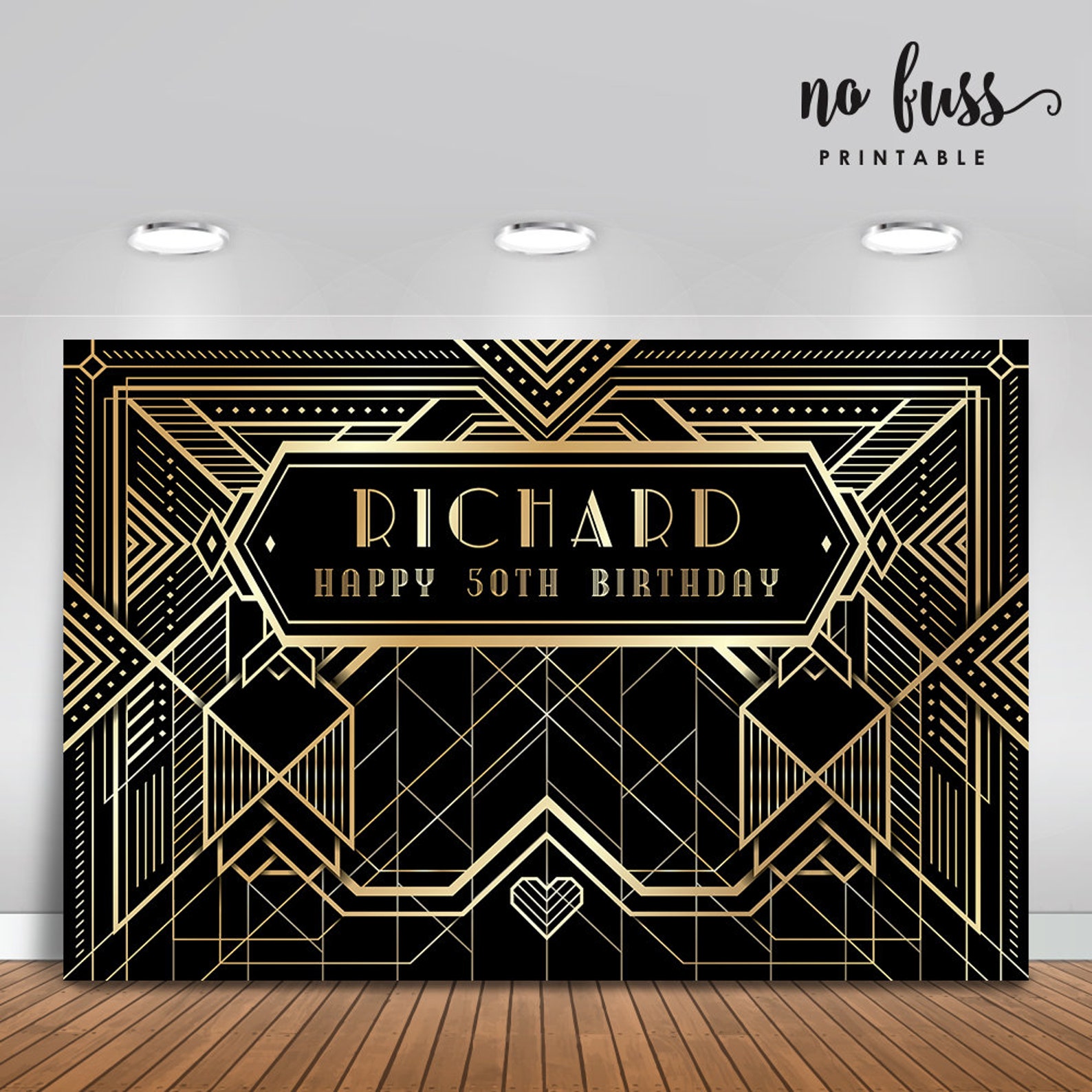 Great Gatsby Black and Gold Backdrop Printable Digital - Etsy