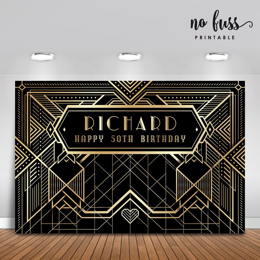 Great Gatsby Black and Gold Backdrop Printable Digital - Etsy