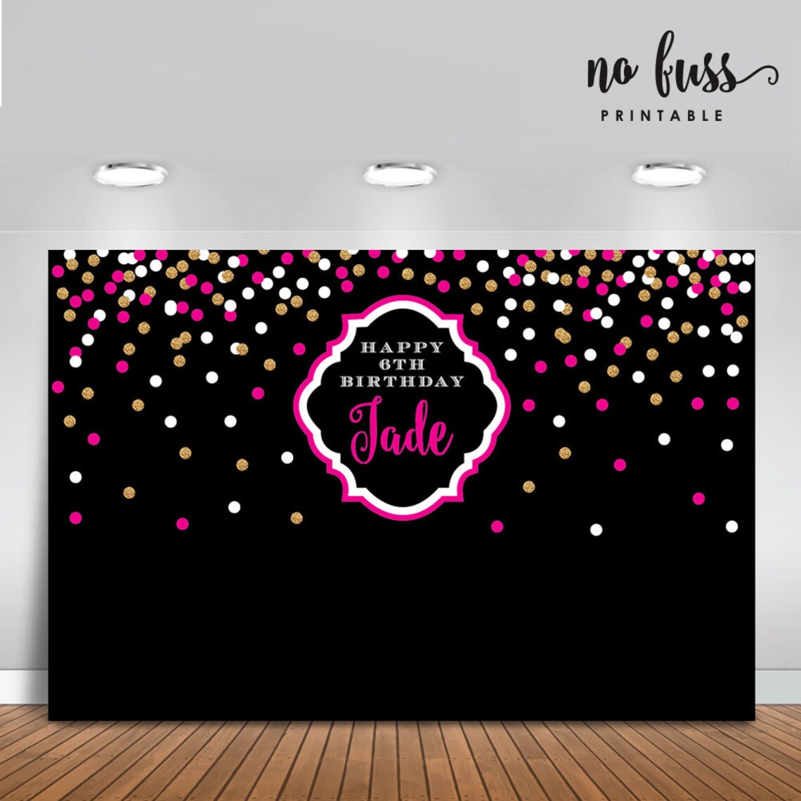 Chic Pink and Gold Backdrop Adults Party Banner Poster | Etsy