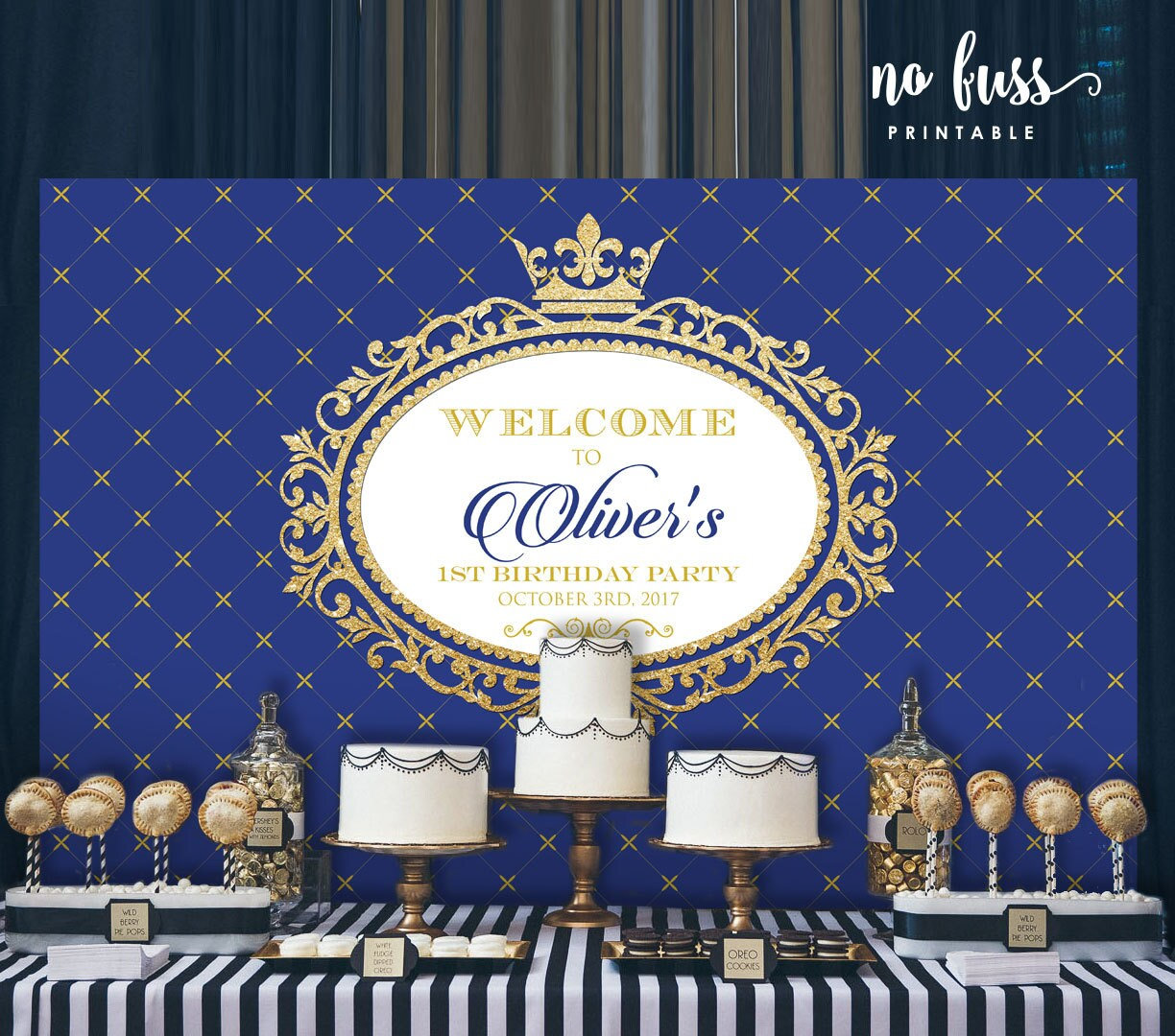 Royal Blue Prince Backdrop Boy Party Banner Poster - Etsy