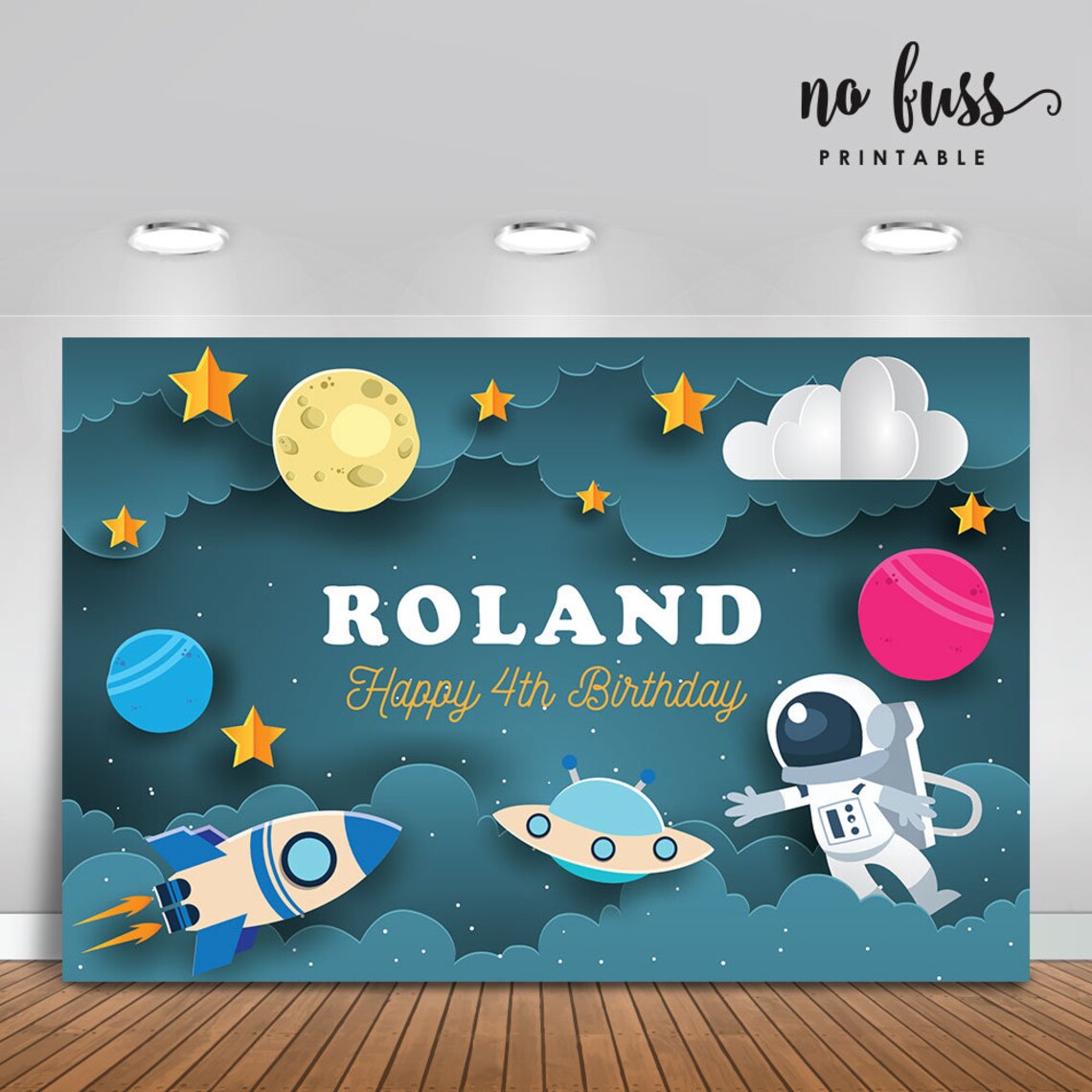 Astronaut Backdrop Party Banner Poster Signage | Etsy