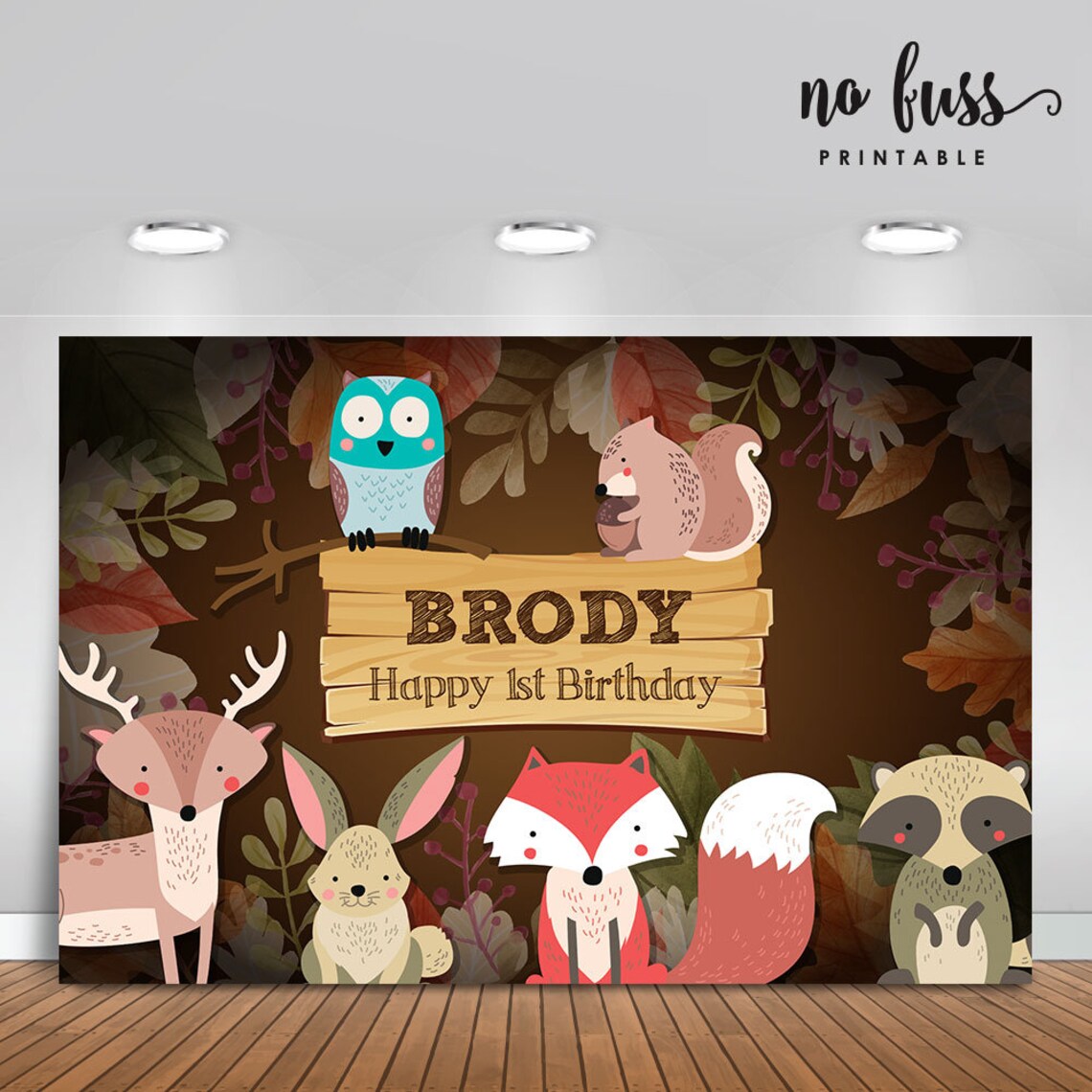 Woodland Backdrop Party Banner Poster Signage | Etsy