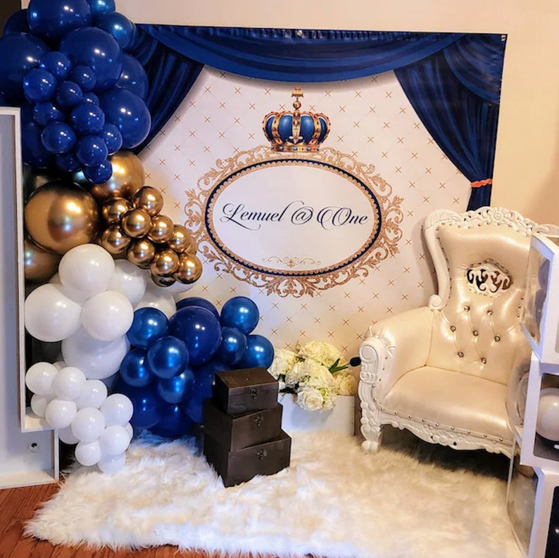 Royal Blue Crown and Gold Prince Backdrop Printable Digital - Etsy