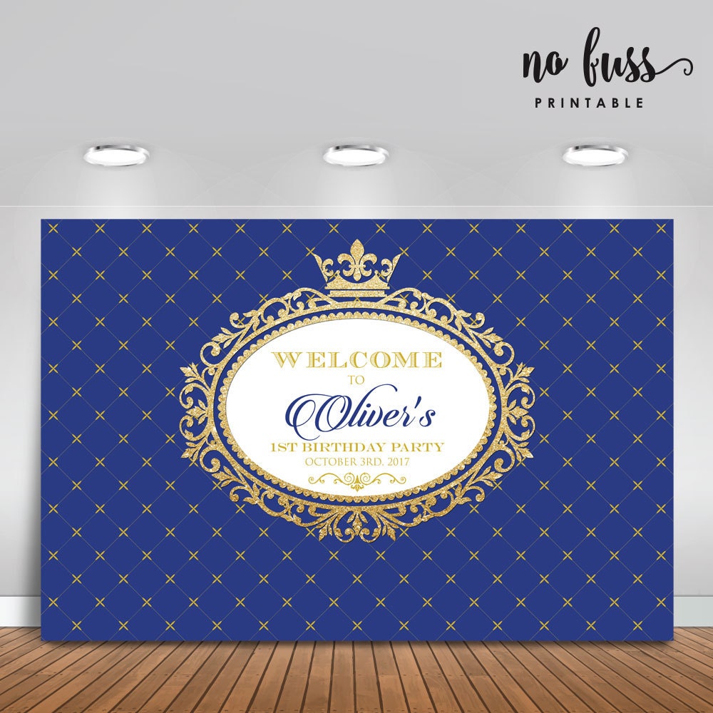 Royal Blue Prince Backdrop Boy Party Banner Poster - Etsy