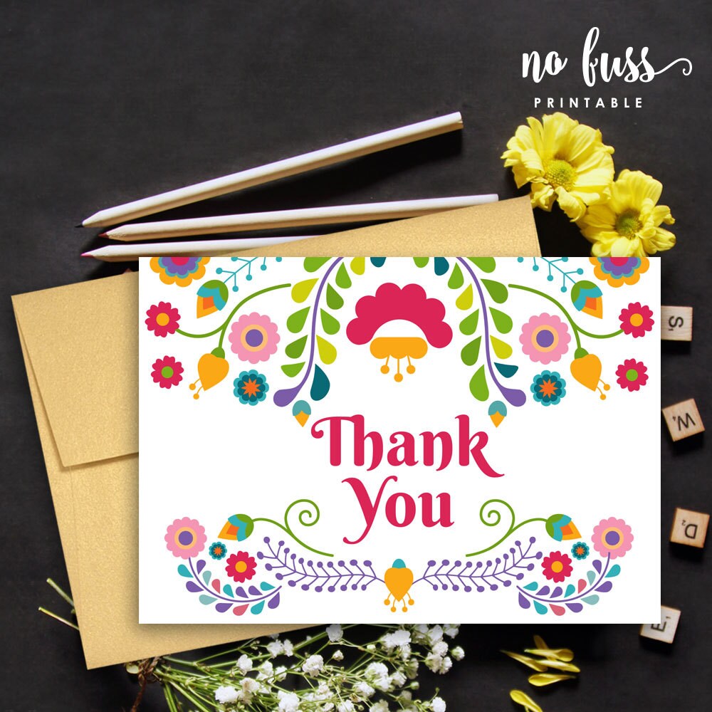 Fiesta Thank You Card Fiesta Thank You Note 3.5 X 5 | Etsy