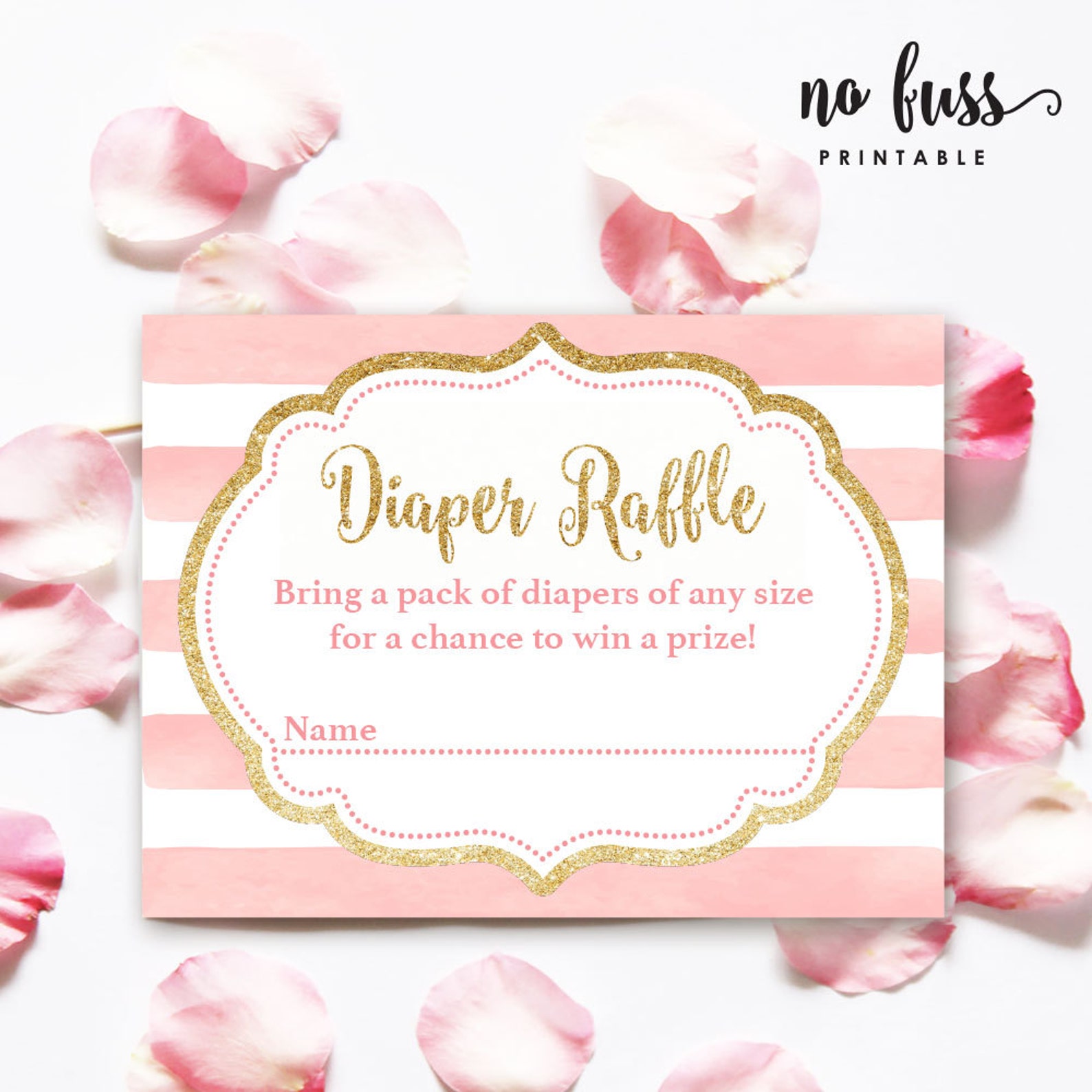Pink and Gold Diaper Raffle Tickets Diaper Game Baby | Etsy