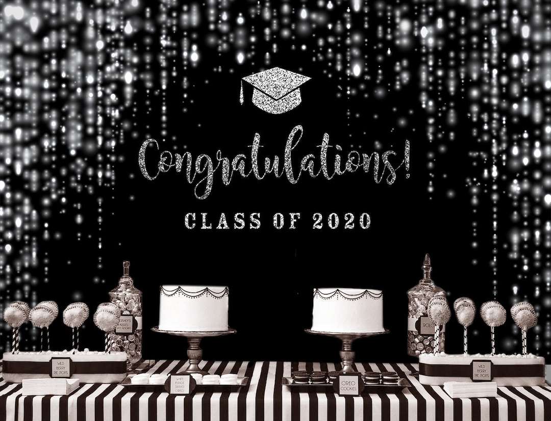 Black and Silver Backdrop | Graduation Party | Poster | Signage ...