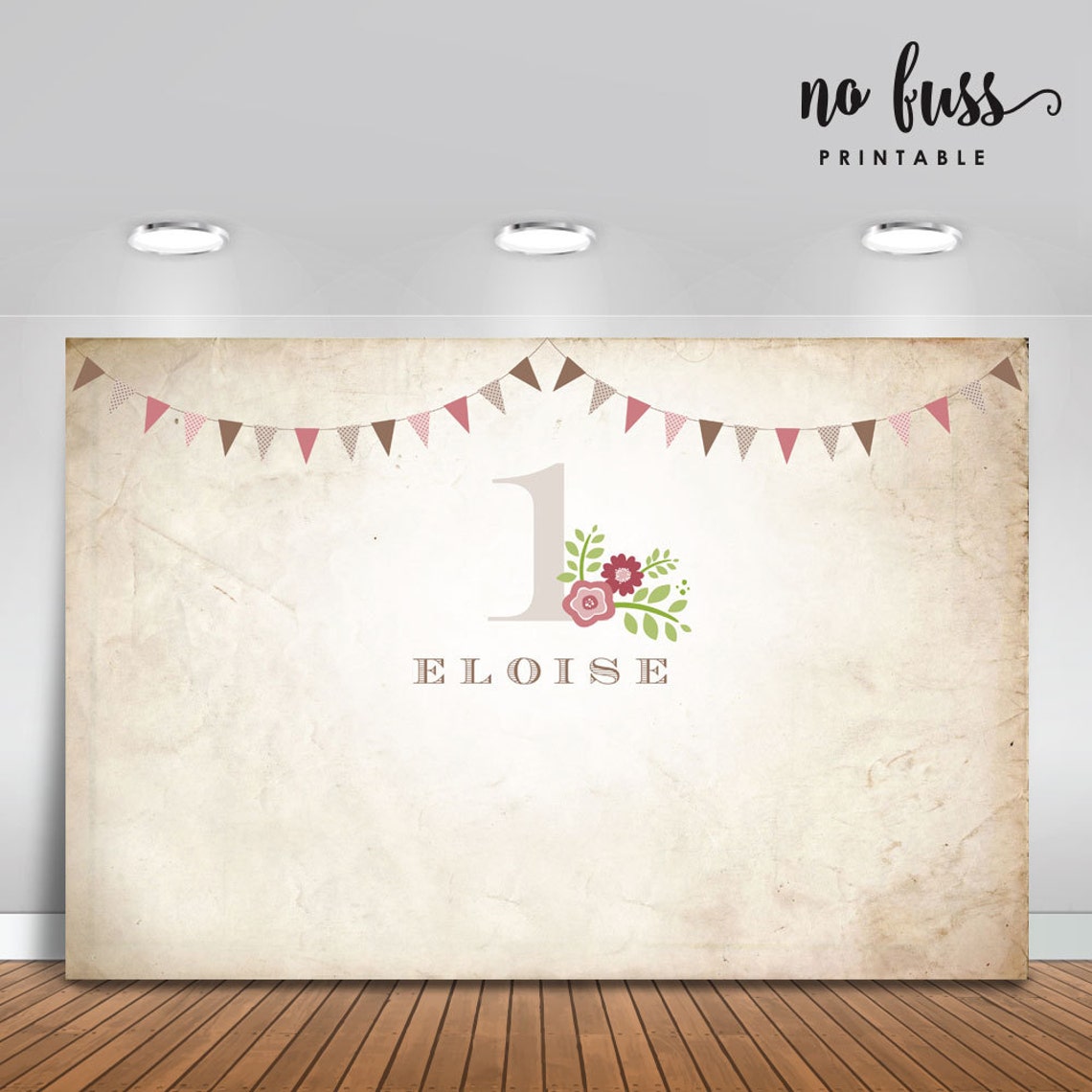Vintage Flower Backdrop Girls Party Banner Poster | Etsy