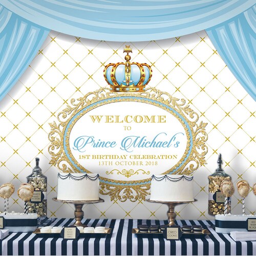 Royal Blue Prince Backdrop Boy Party Banner Poster - Etsy