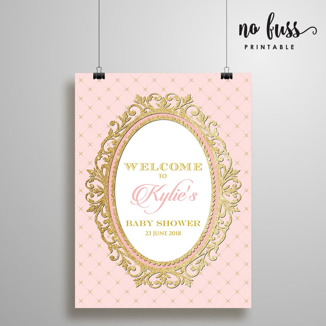 Printable Welcome Sign Pink and Gold Sparkling Party Welcome - Etsy