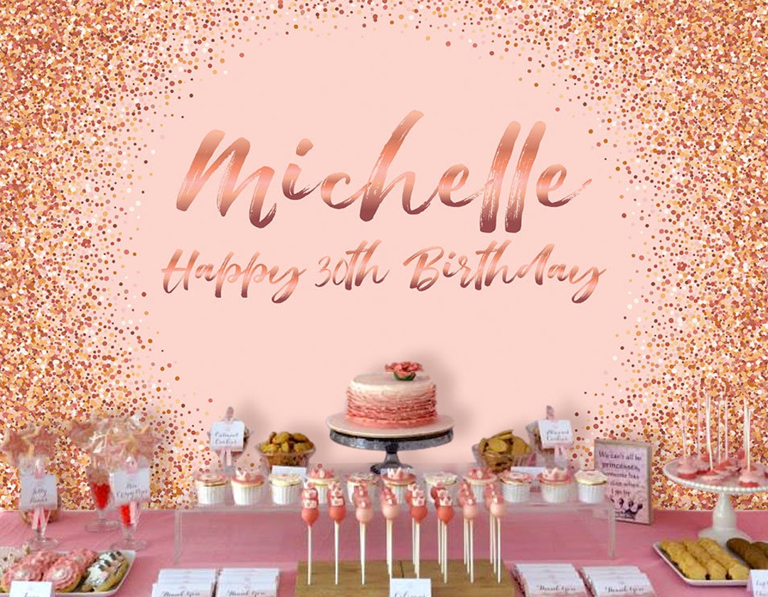 Pink and Rose Gold Glitter Backdrop | Adults Party Banner | Poster ...
