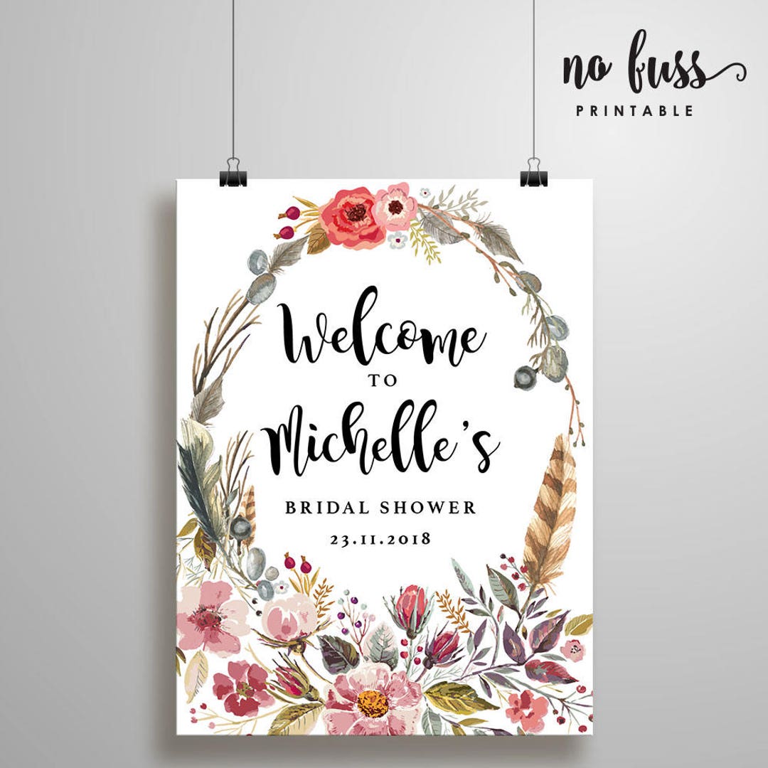 Printable Welcome Sign | Watercolor Floral Party Welcome Sign | Poster ...