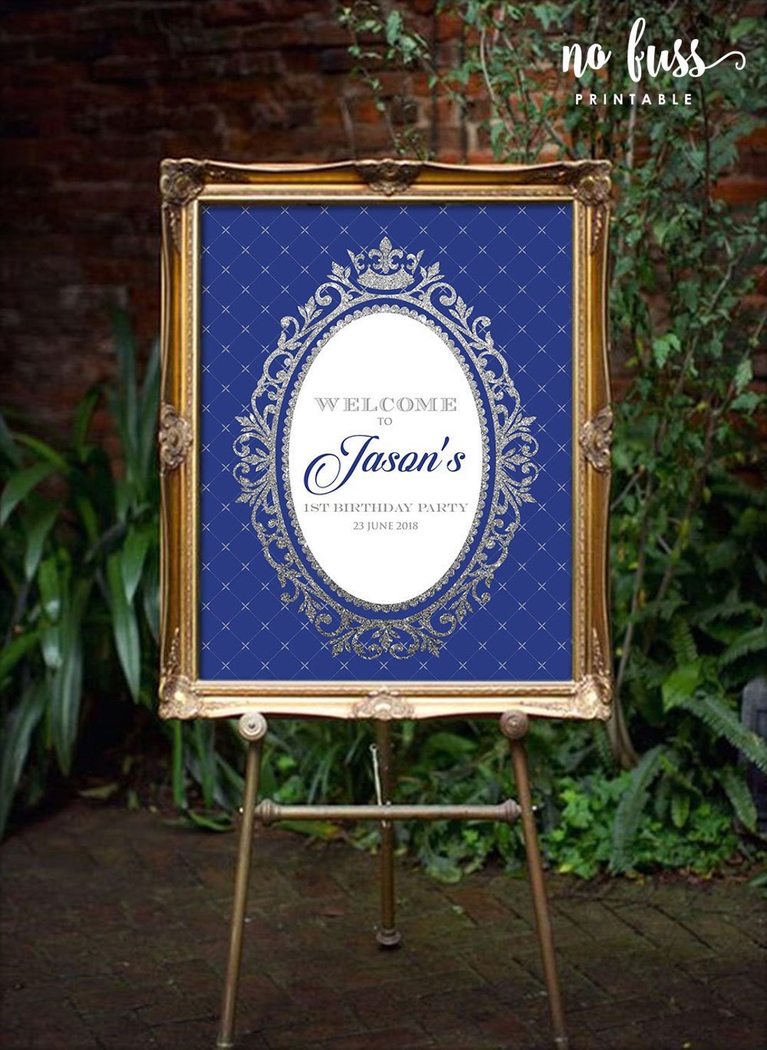Printable Welcome Sign | Royal Blue and Silver Party Welcome Sign ...