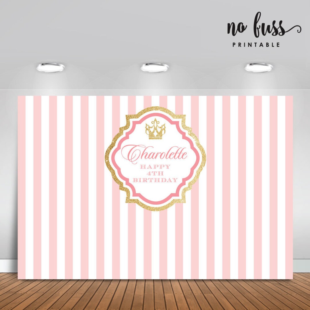 Pink and Gold Princess Backdrop | Princess Party Banner | Poster ...