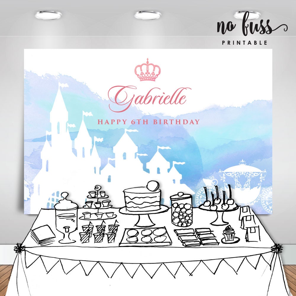 Blue Castle Backdrop Princess Cinderella Party Banner - Etsy Canada