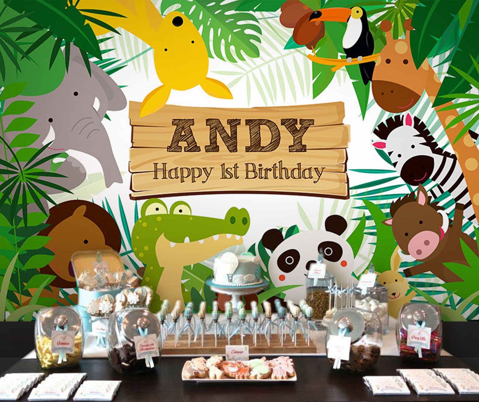 Jungle Backdrop Party Banner Poster Signage - Etsy