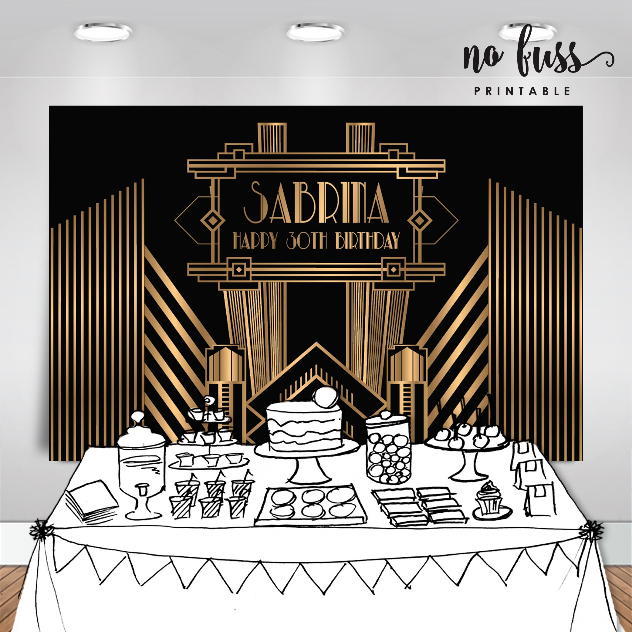 Great Gatsby Backdrop Digital File Printable Party Banner - Etsy