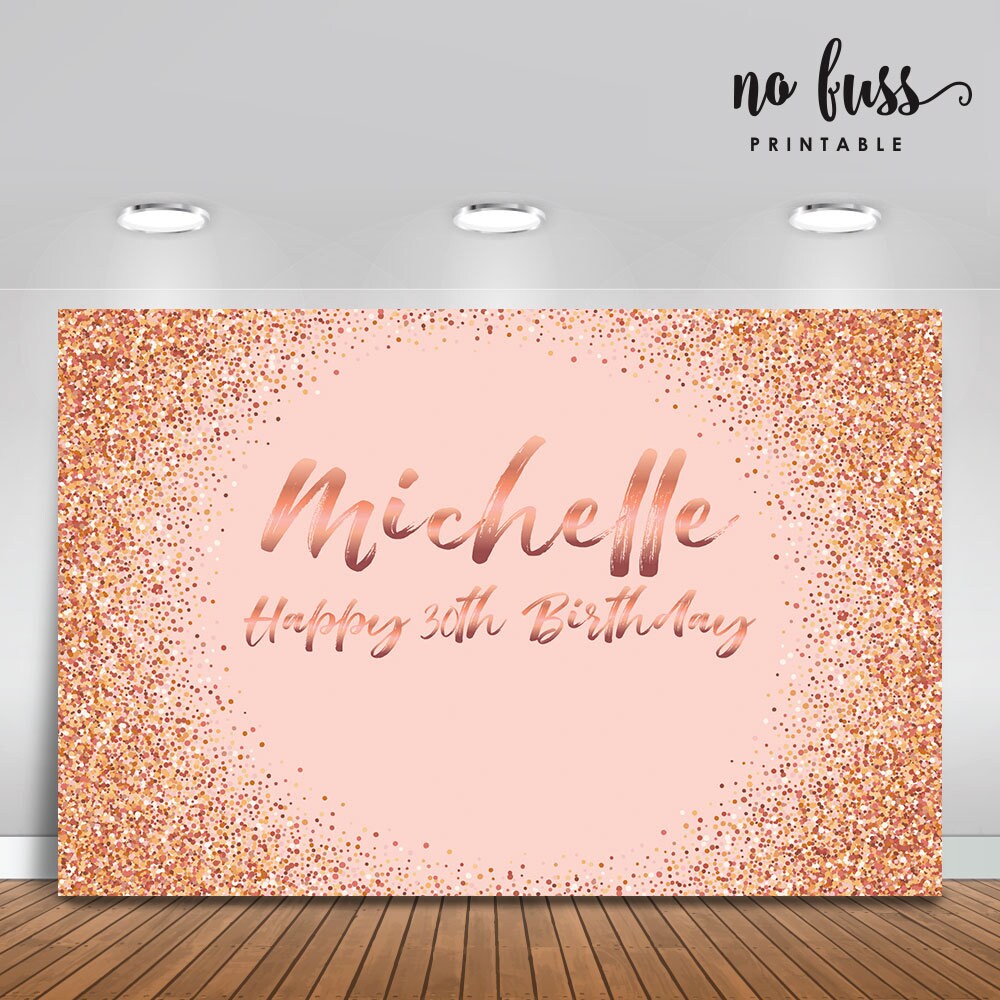 Pink and Rose Gold Glitter Backdrop | Adults Party Banner | Poster ...