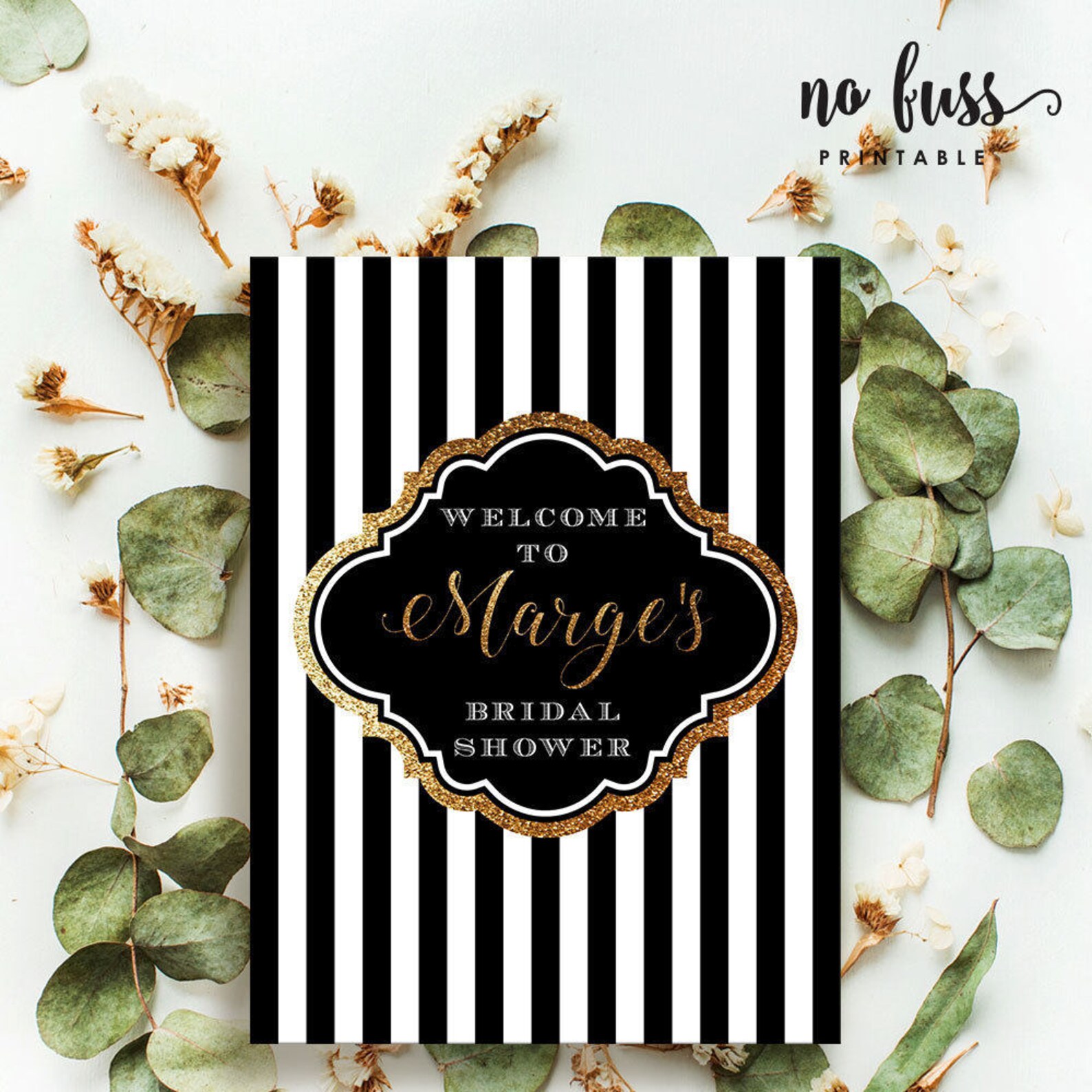 Printable Welcome Sign Black and White Stripe Party Welcome | Etsy