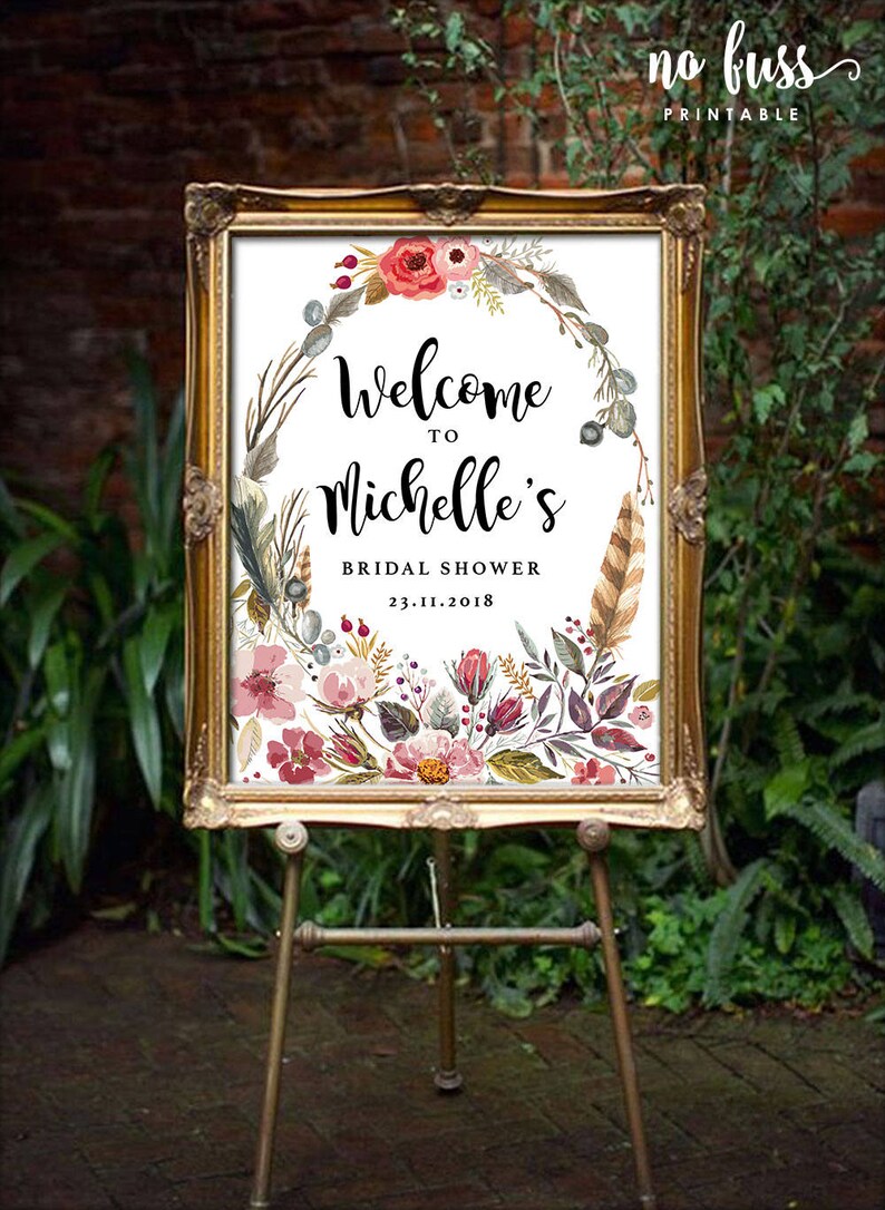 Printable Welcome Sign Watercolor Floral Party Welcome Sign - Etsy