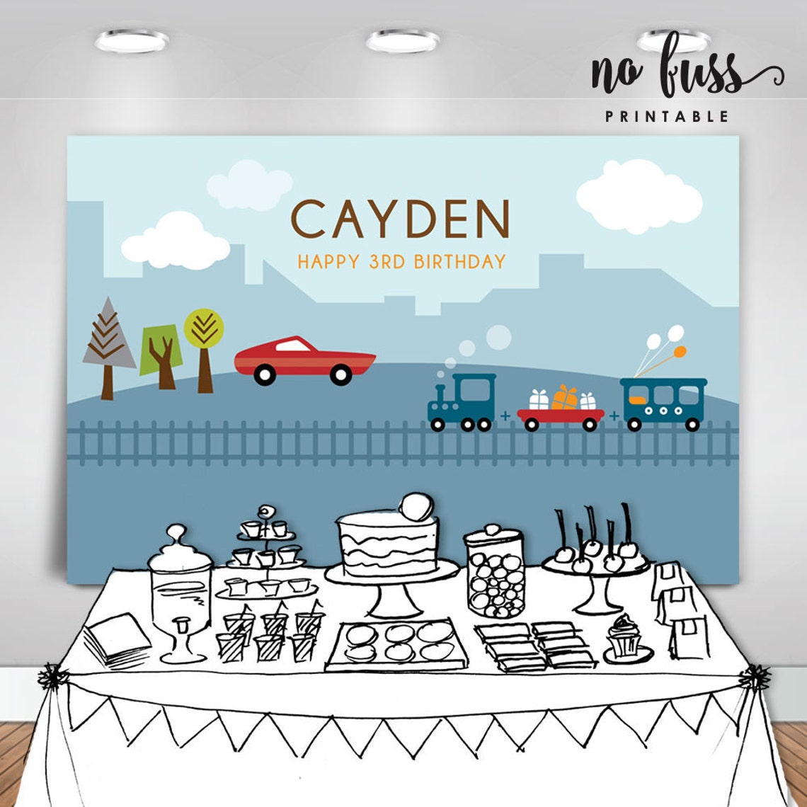 Transport Backdrop Party Banner Poster Signage | Etsy