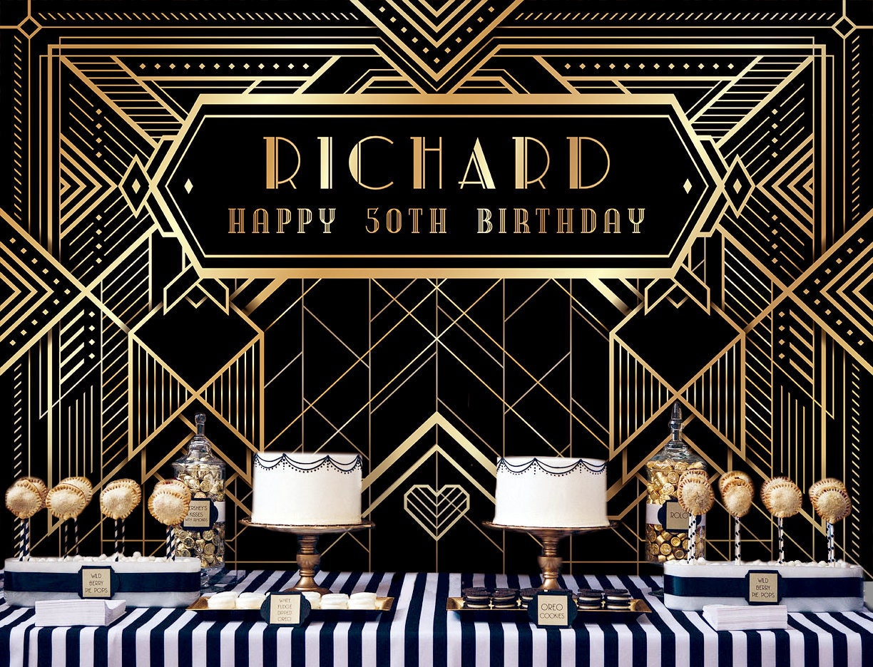 Great Gatsby Black and Gold Backdrop Printable Digital - Etsy Australia