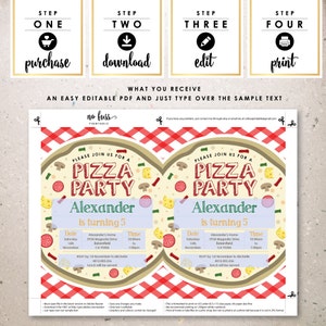 Pizza Party Invitation | 5x7 | Editable PDF File | Instant Download ...