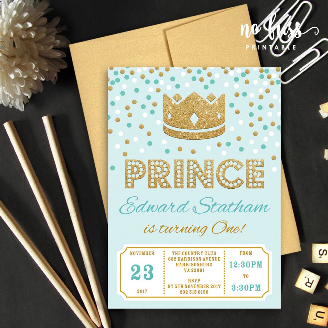 Prince Crown Invitation | 5x7 | Editable PDF File | Instant Download ...