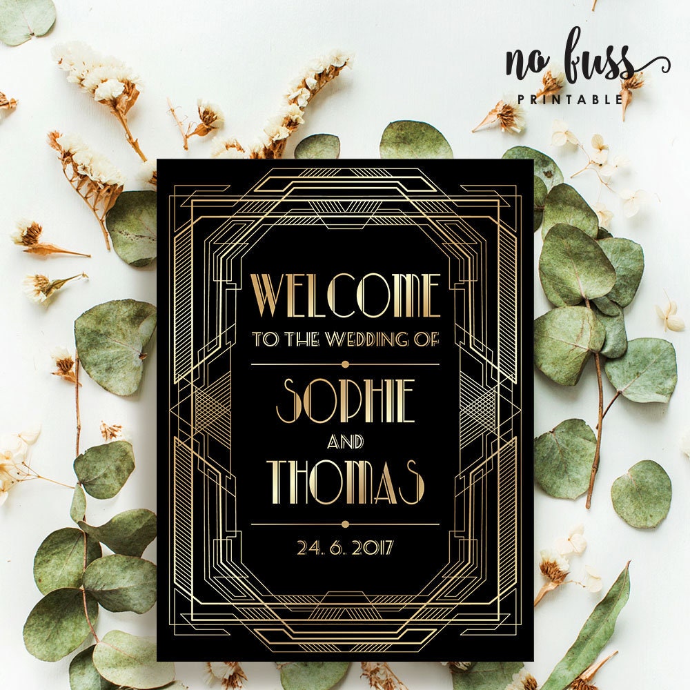 Printable Welcome Sign Great Gatsby Party Welcome Sign - Etsy